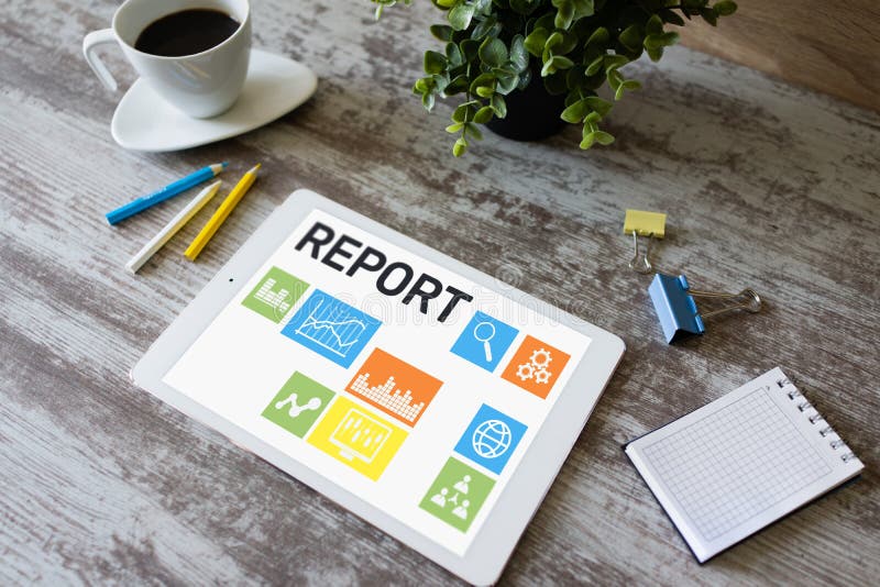 Financial Report Form on Device Screen. Business and Finance Concept ...