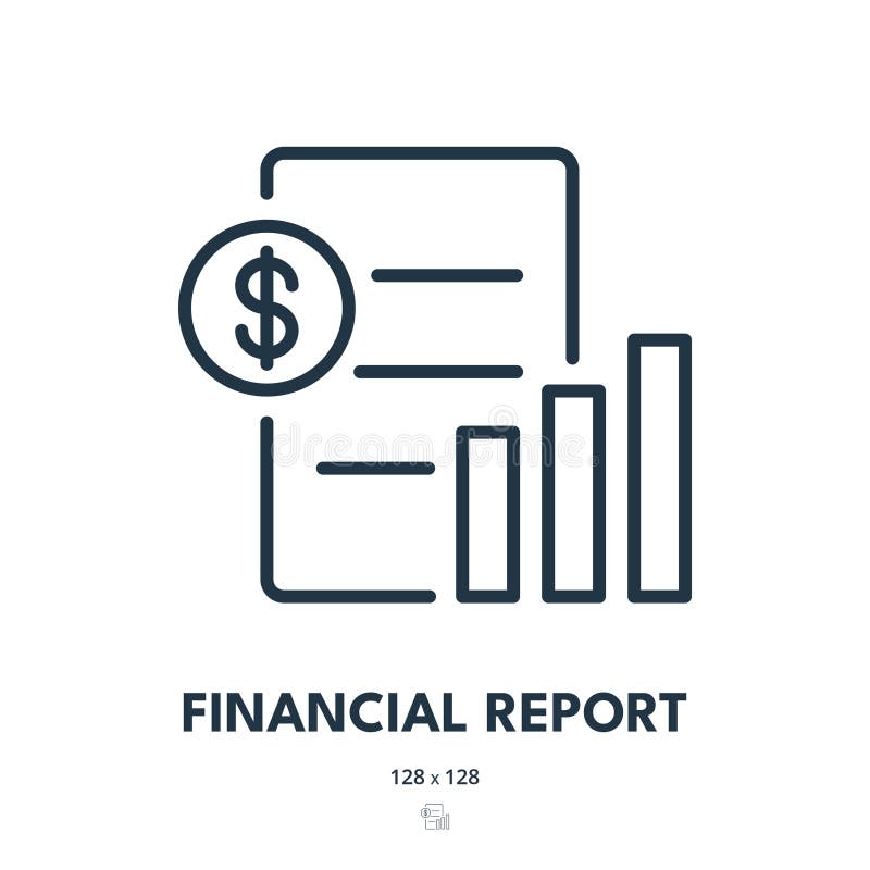 Financial Report Icon. Finance, Statistics, Earnings. Editable Stroke ...