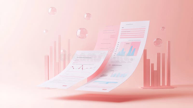 Financial Report Render in Soft Neutral Background, Transparent ...