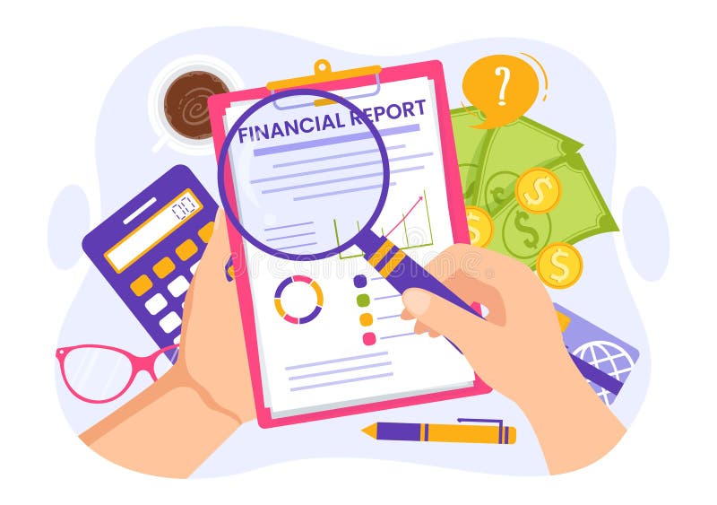 Financial Report Vector Illustration with Data Charts, Graphs and Diagrams on Finance ...