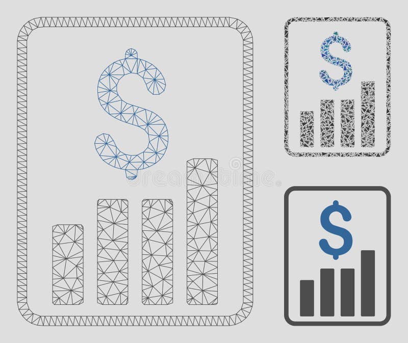 Financial Report Vector Mesh Wire Frame Model and Triangle Mosaic Icon ...
