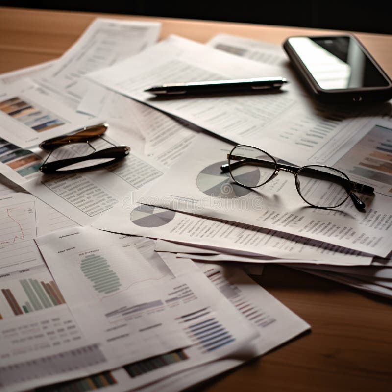 Financial Reports and Documents on Desk Stock Photo - Image of ...