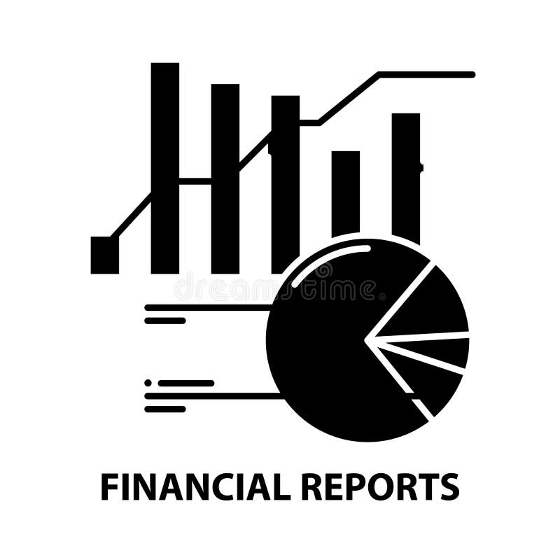 Financial Reports Icon, Black Vector Sign with Editable Strokes ...