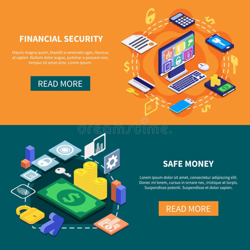 Financial Security Banners stock vector. Illustration of money - 211473454