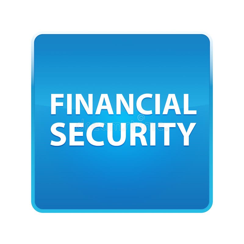 Financial Security Shiny Blue Square Button Stock Illustration ...