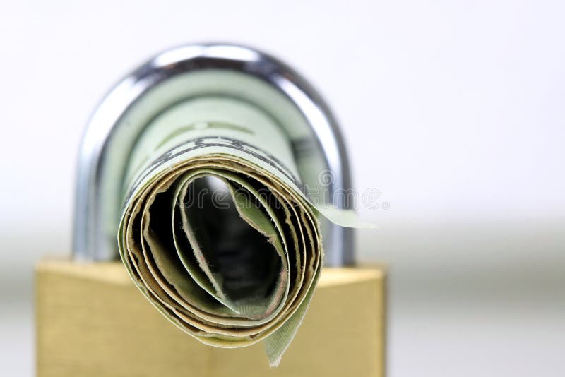 Financial Security Twenty Dollar Bills with Lock Stock Image - Image of ...