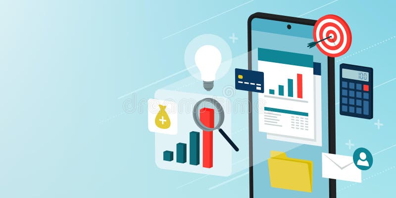 Financial Services and Business App on Smartphone Stock Vector ...