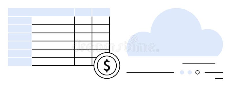 Financial Spreadsheet with Cloud Storage Icon and Dollar Sign for ...