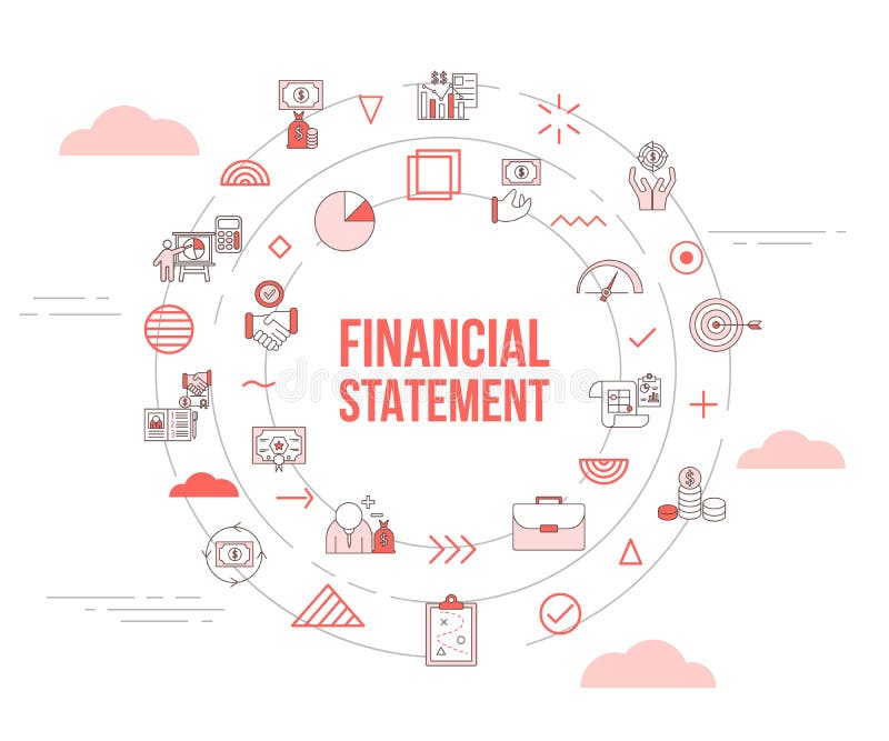 Financial Statement Business Personal Concept with Icon Set Template ...