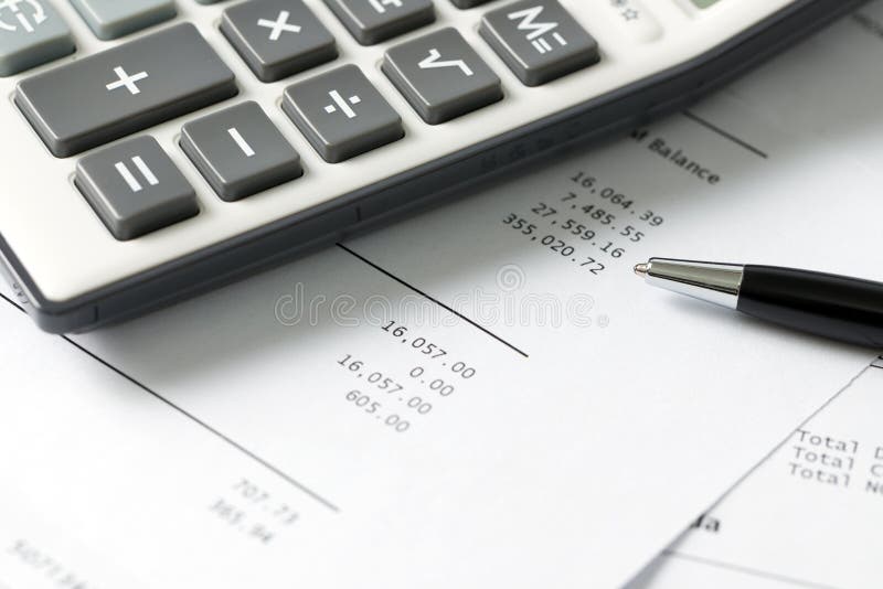 Financial Statement with Calculator and Pen Stock Photo - Image of ...