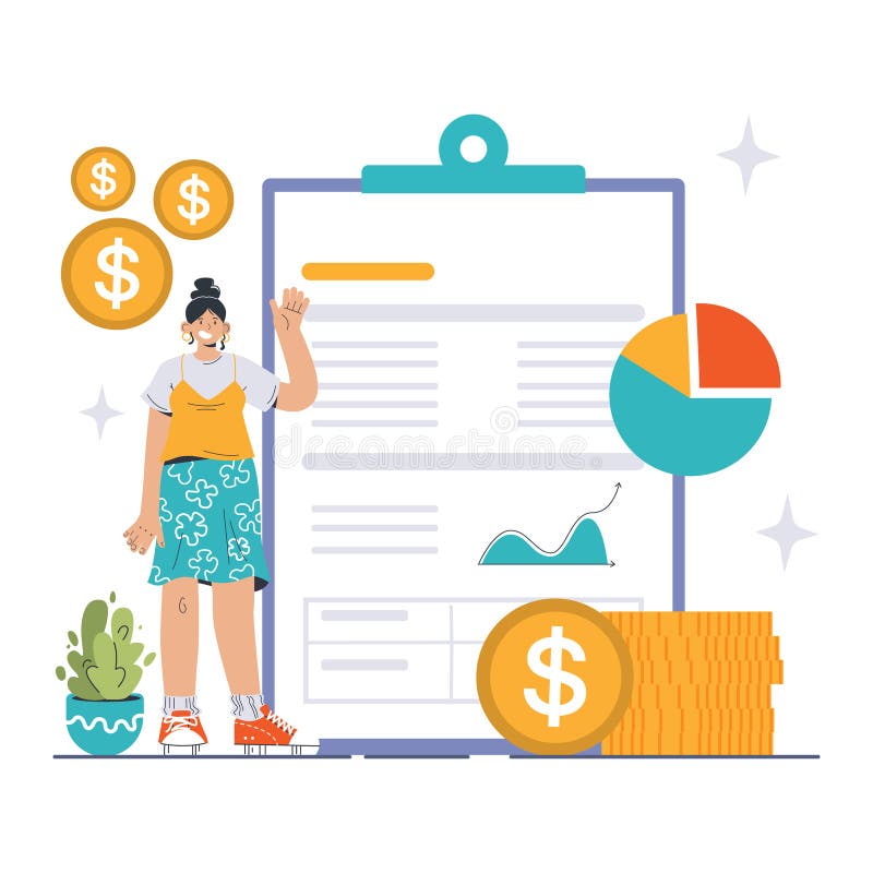 Financial Statement Concept. Flat Vector Stock Vector - Illustration of ...