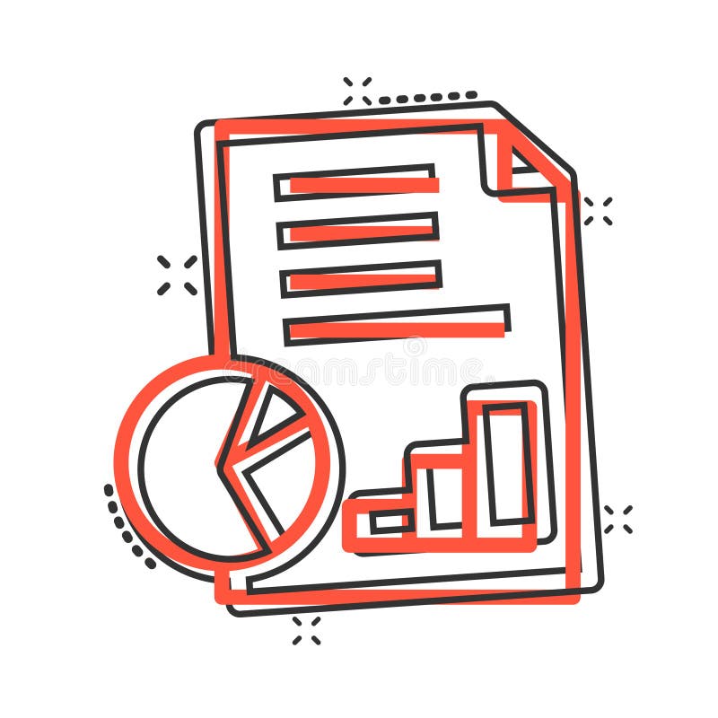 Financial Statement Icon in Comic Style. Document Cartoon Vector ...