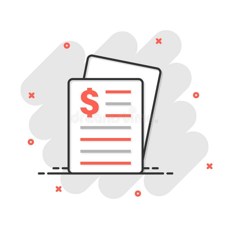 Financial Statement Icon in Comic Style. Document Cartoon Vector ...