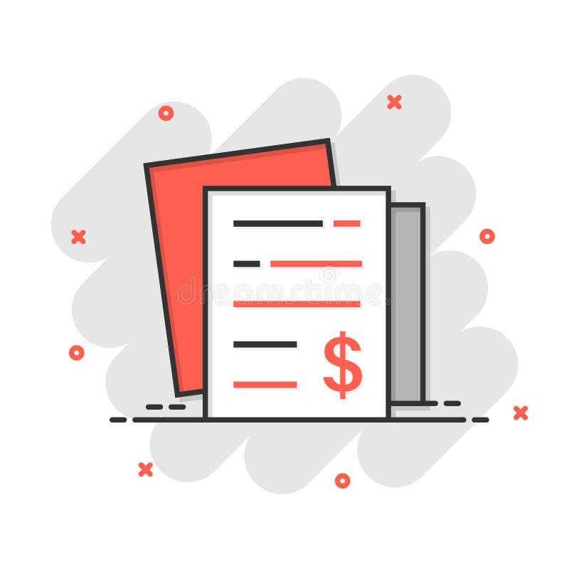 Financial Statement Icon in Comic Style. Document Cartoon Vector ...