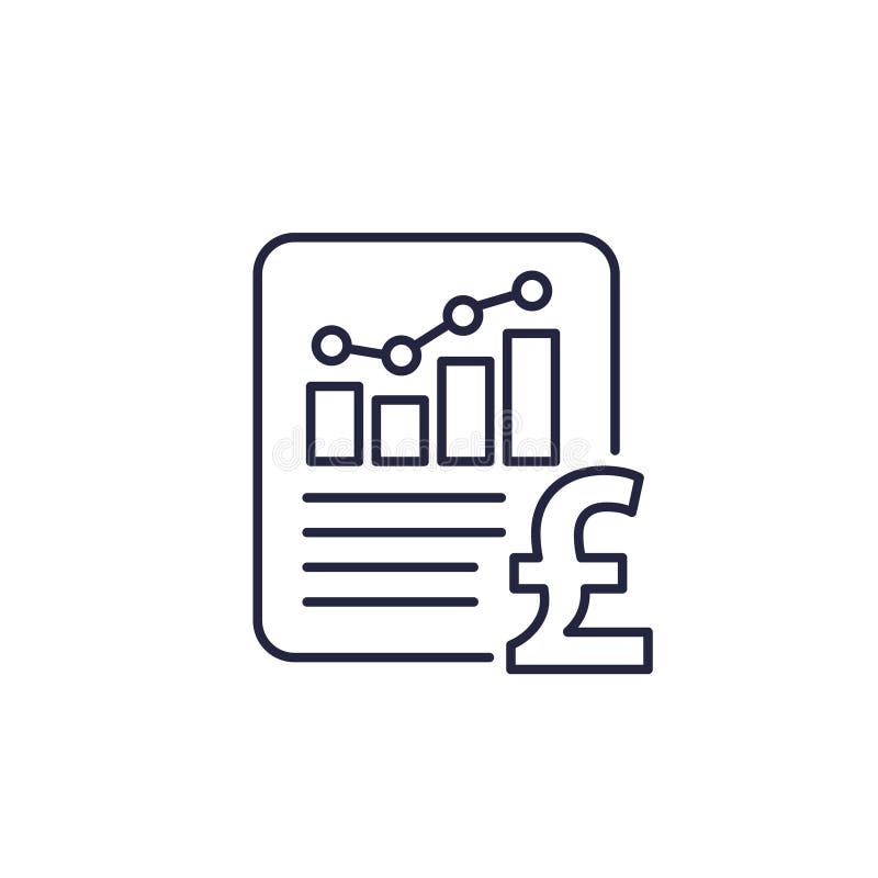 Financial Statement Line Icon with a Pound Stock Vector - Illustration ...