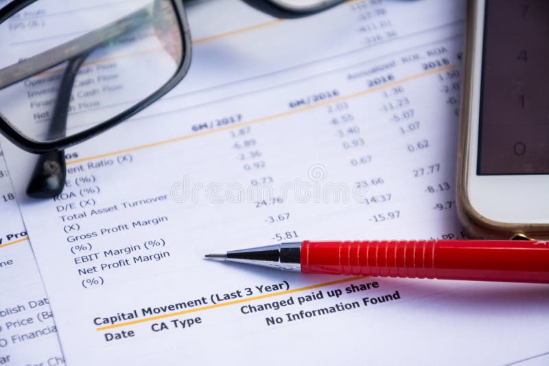 Financial Statement Read and Check the Number for Analysis Stock Image ...
