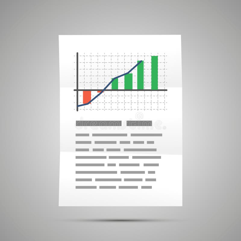 Financial Statistic with Colorful Chart, A4 Size Document Icon with ...