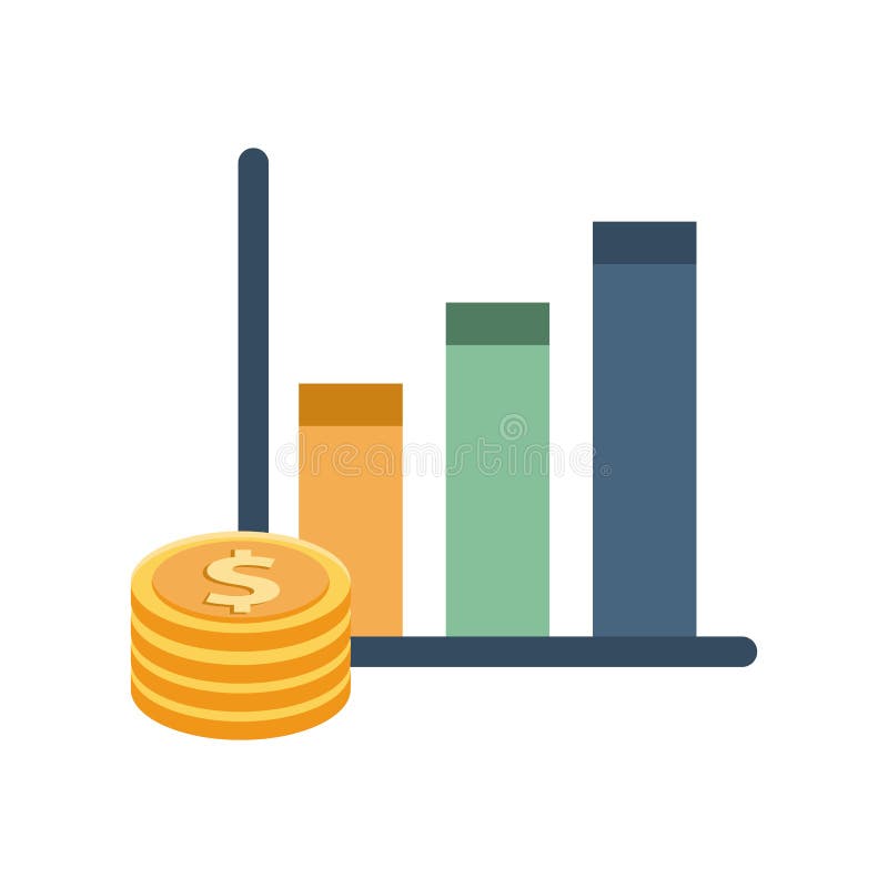 Financial Statistics Bars Graphic with Coins Money Stock Vector ...