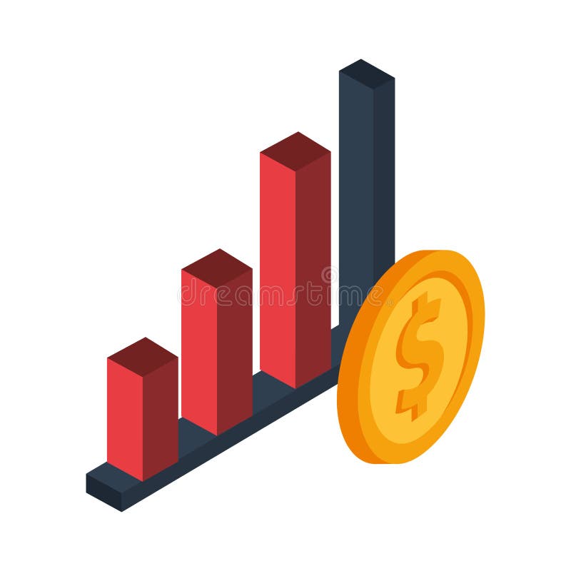 Financial Statistics Bars Graphic with Coins Money Stock Vector ...