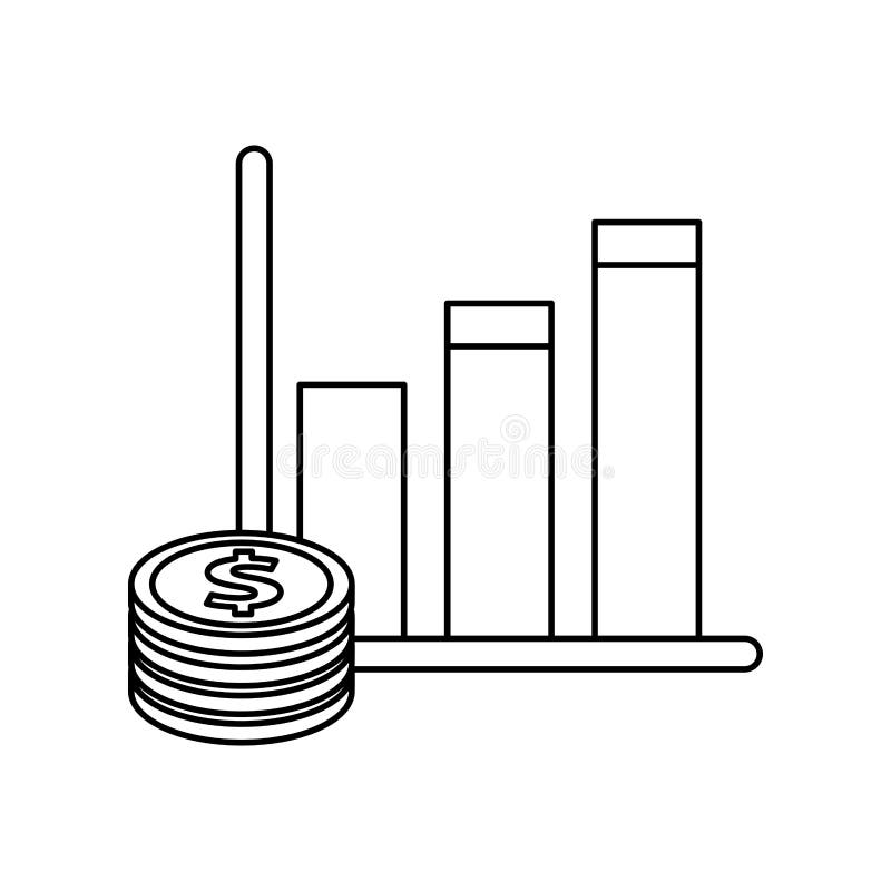Financial Statistics Bars Graphic with Coins Money Stock Vector ...