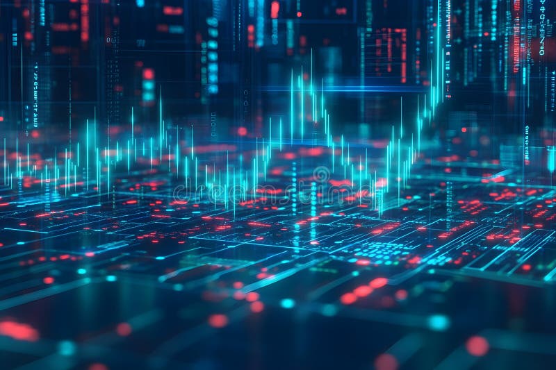 Financial Stock Chart with Green and Red Candlestick Patterns Over ...