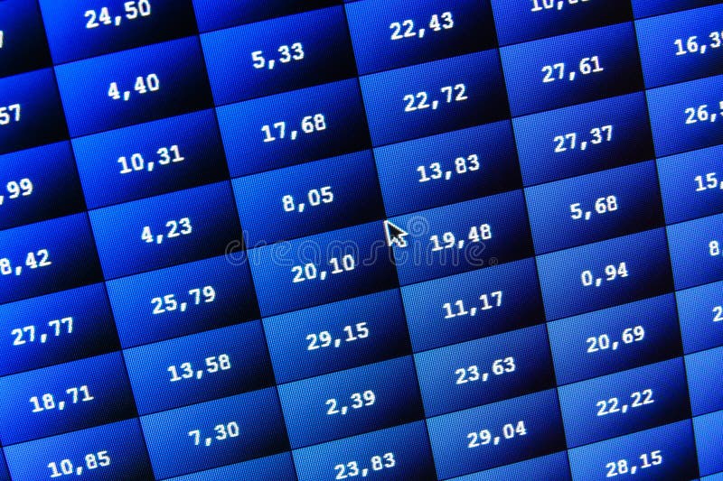 Financial and Stock Exchange Data on Computer Screen. Shallow DOF ...