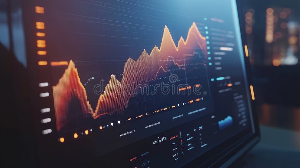 Financial Stock Market Data Graph Analysis on Computer Screen Visual ...