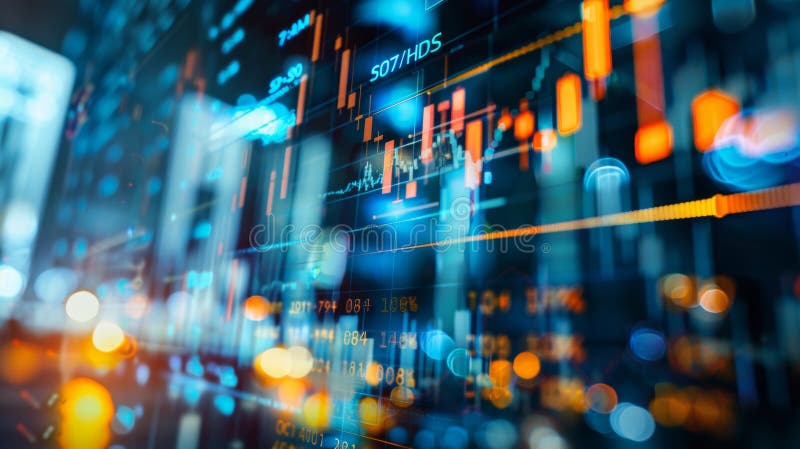 Financial Stock Market Data on LED Display with Graph Indicators Stock ...