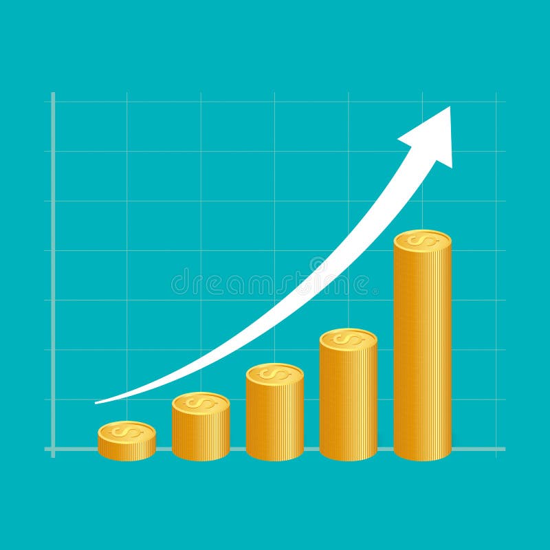Financial Success Concept. Stacks of Golden Coins with Graph Stock ...