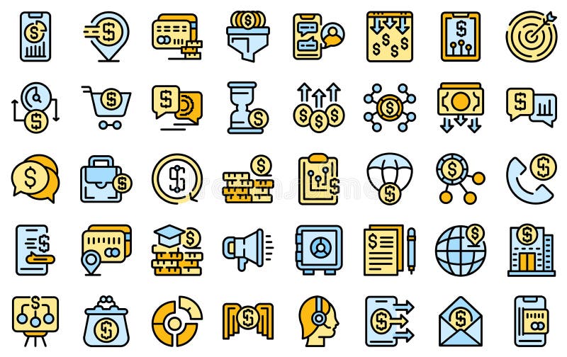 Financial Support Icons Set Line Color Vector Stock Vector ...
