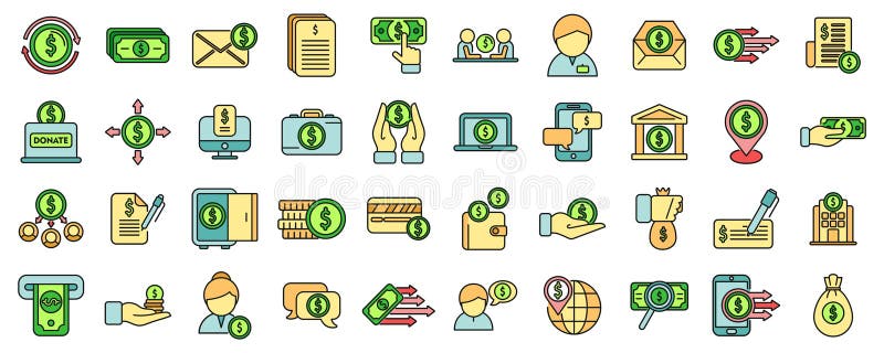 Financial Support Icons Set Vector Color Line Stock Vector ...
