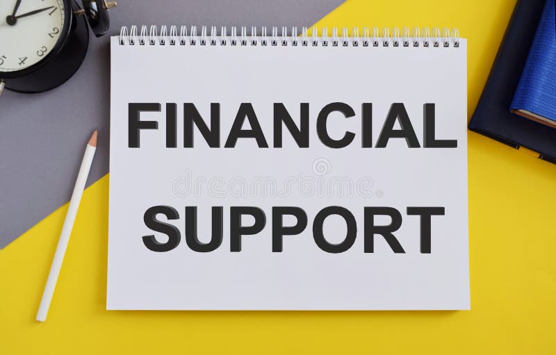 Financial Support Text Written in Notebook, Business Concept Stock ...