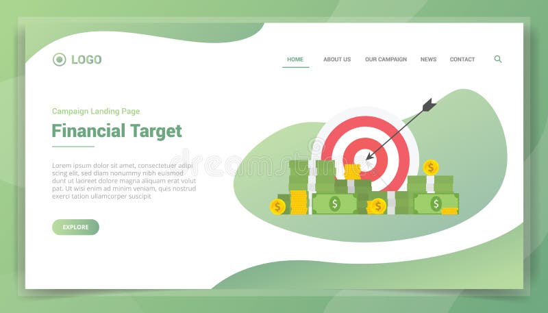 Financial Target with Money and Dart for Website Template or Landing ...