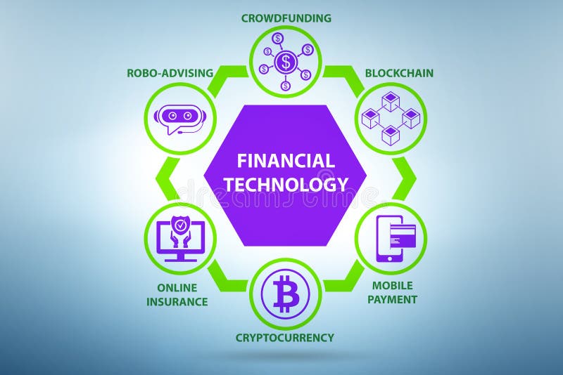 Financial Technology Concept Illustration with Key Elements Stock ...