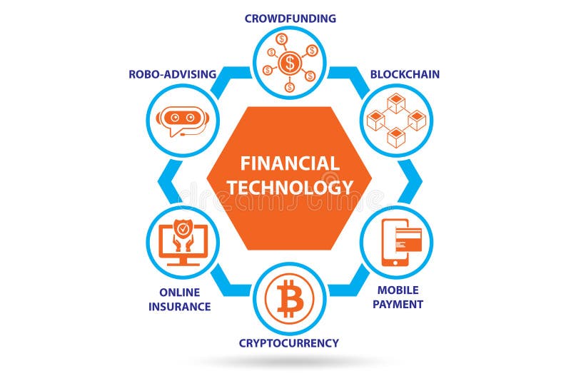 Financial Technology Concept Illustration with Key Elements Stock ...