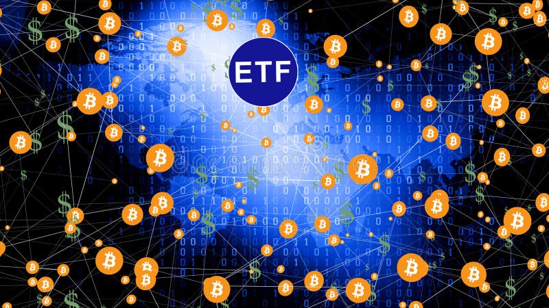 Etf Bitcoin Investment Fund Connected Lines Cryptocurrency Dollar Map ...