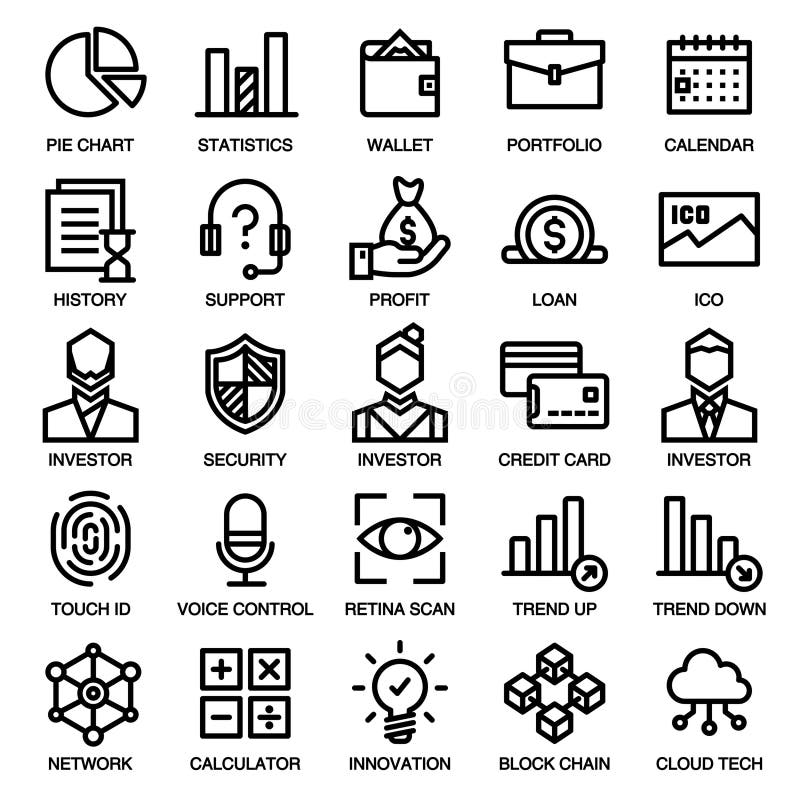 Financial Technology Icon Set. Fintech Icon Set Vector Image. Editable ...