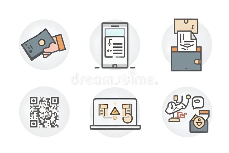 Financial Technology Icons Showing Payment Methods and Digital Security ...