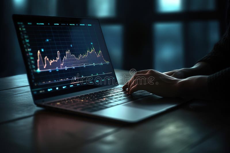 Financial Technology. KPI Dashboard on Virtual Screen Stock ...