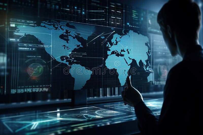 Financial Technology. KPI Dashboard on Virtual Screen Stock ...