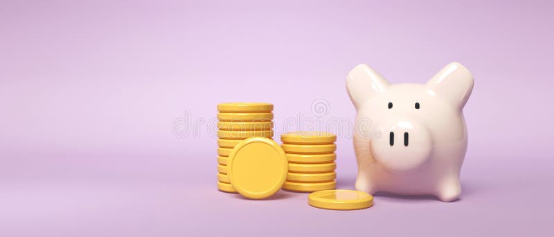 Financial Theme with Piggy Bank and Coins Stock Illustration ...