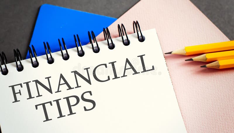 FINANCIAL TIPS Text in the Office Notebook with Office Tools Stock ...