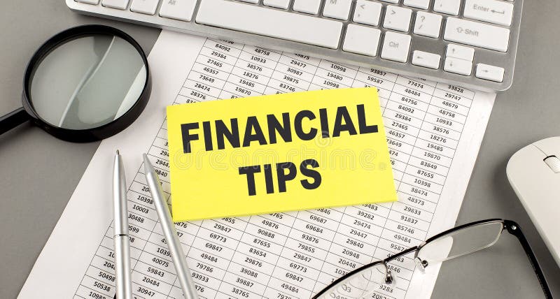 FINANCIAL TIPS Text Written on a Sticky on Chart with Keyboard and ...