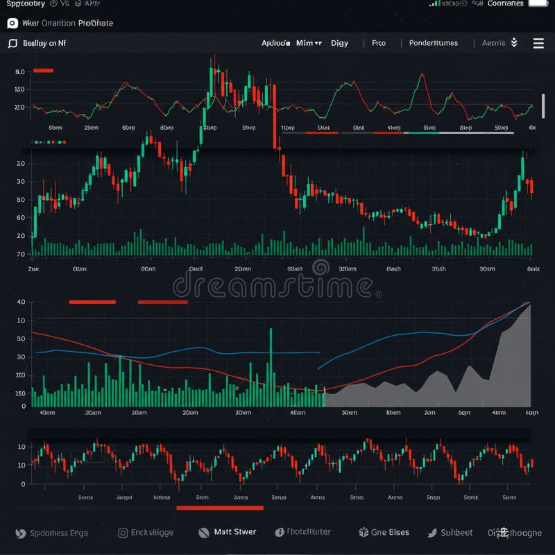 Financial Trading Dashboard Displaying Multiple Charts. the Top Chart ...
