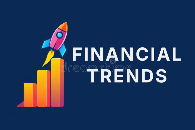 Financial Trends Text Words Rocket Taking Off Background Stock ...