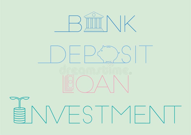 Financial Typography with Icon Concept Stock Vector - Illustration of ...