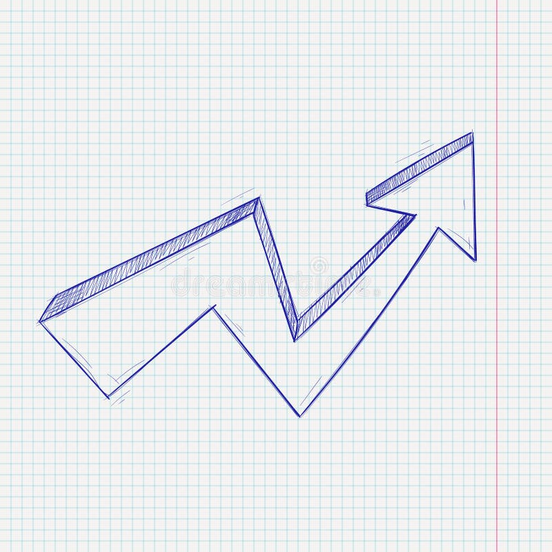 Financial UP Arrow. Rising Trend Graph on Lined Paper Background Stock ...