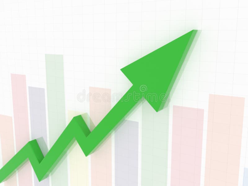 Financial Up Arrow with Statistical Bars and Grid White Backgroud Stock ...