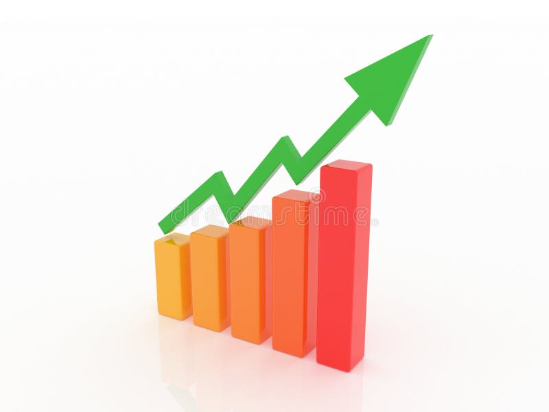 Financial Up Arrow with Statistical Bars White Backgroud Stock ...