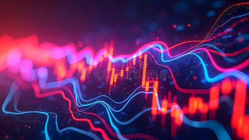 Financial Visuals with Neon Effects Stock Illustration - Illustration ...